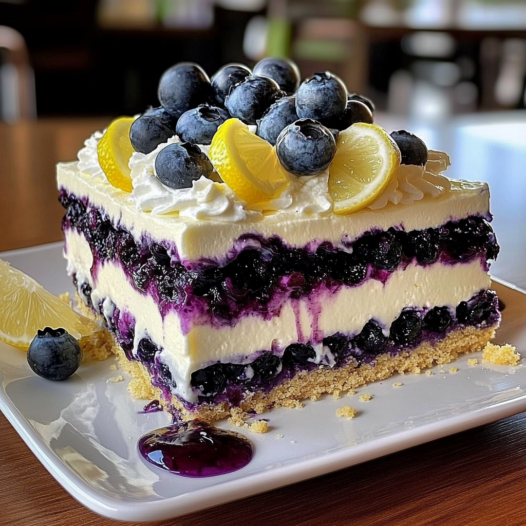 Amazing Lemon Blueberry Shortbread Mousse Cake Delight