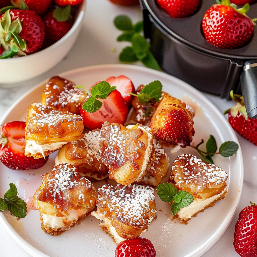 Amazing Air Fryer Strawberry Cheesecake Bites Delight